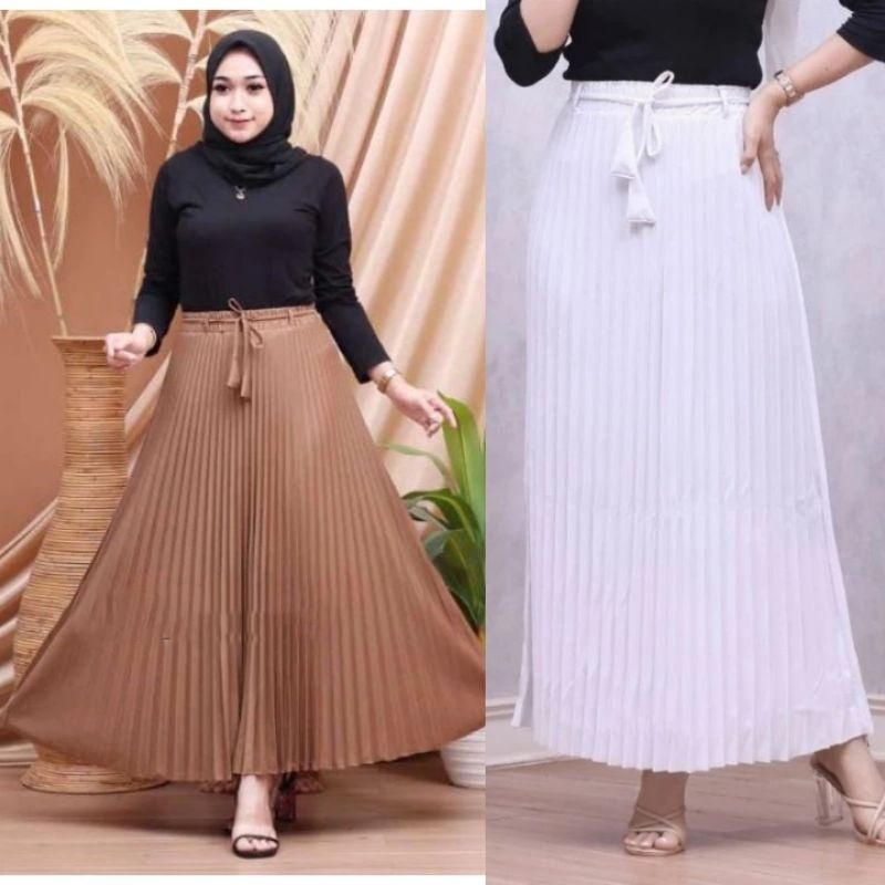 Jual Rok plisket premium Rok panjang muslim Rok mayung premium standart dan jumbo | Shopee Indonesia