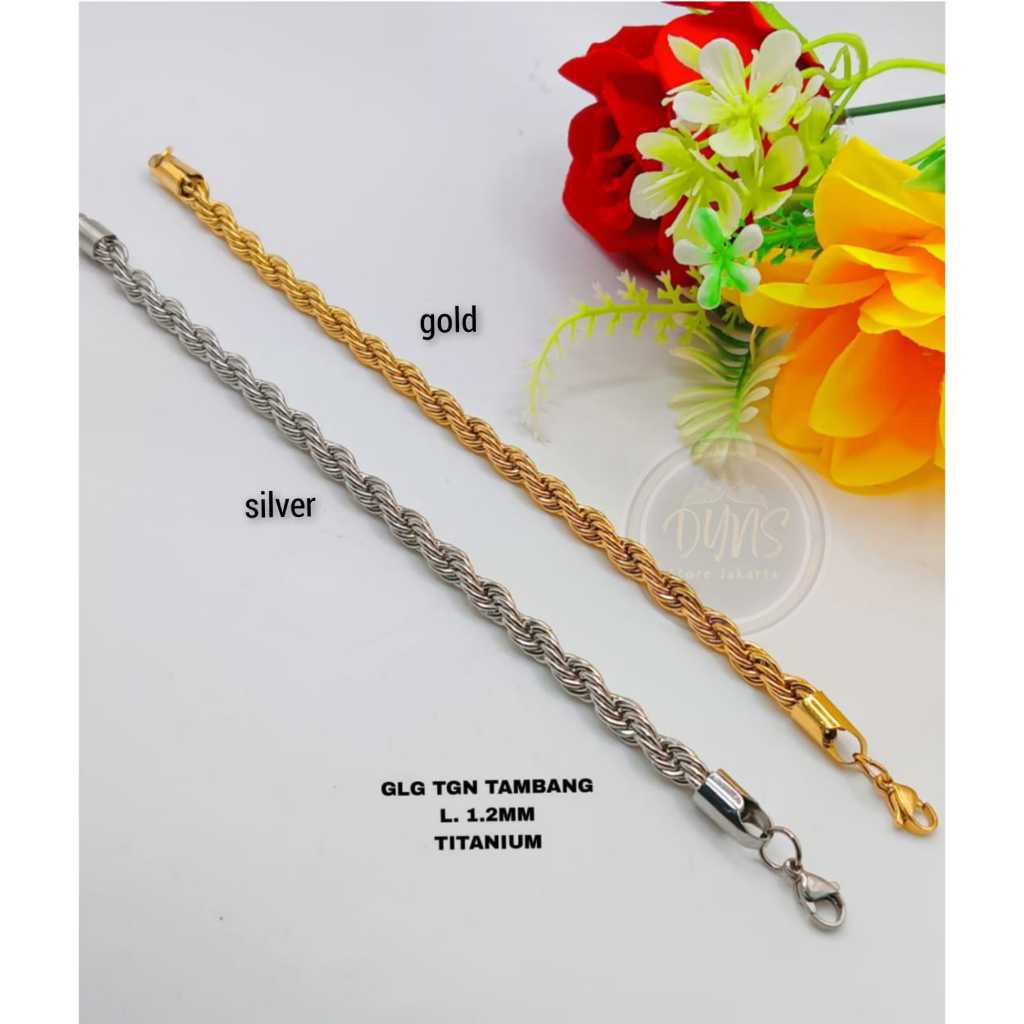 Jual Gelang Titanium Model Tambang Ukran 1,2MM Anti Karat Model Terbaru ...