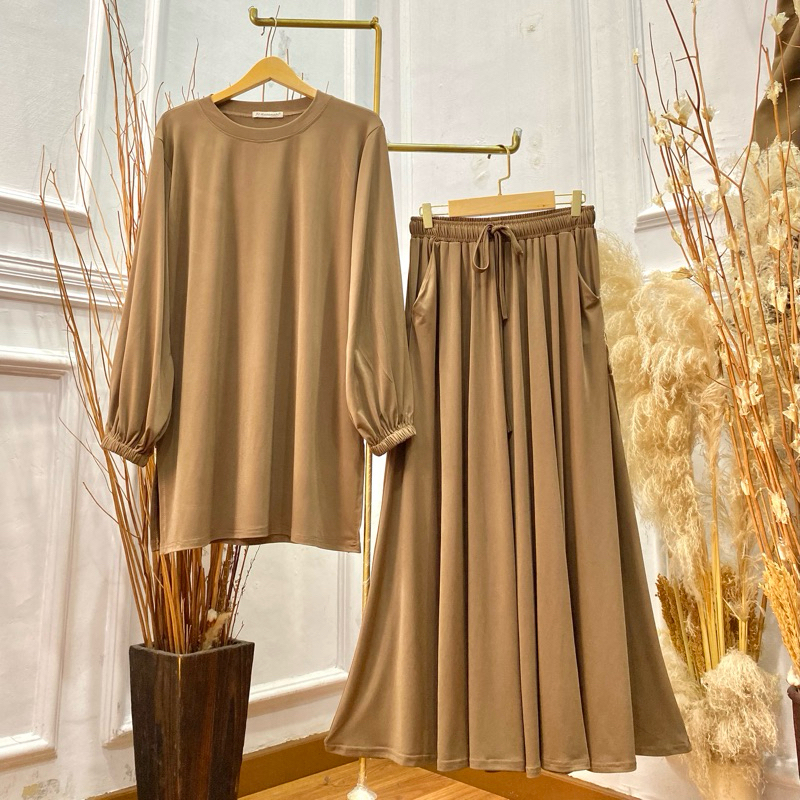 Jual Setelan Rok Serut Baju Kurung Jersey Premium Polos Adem - JV ...