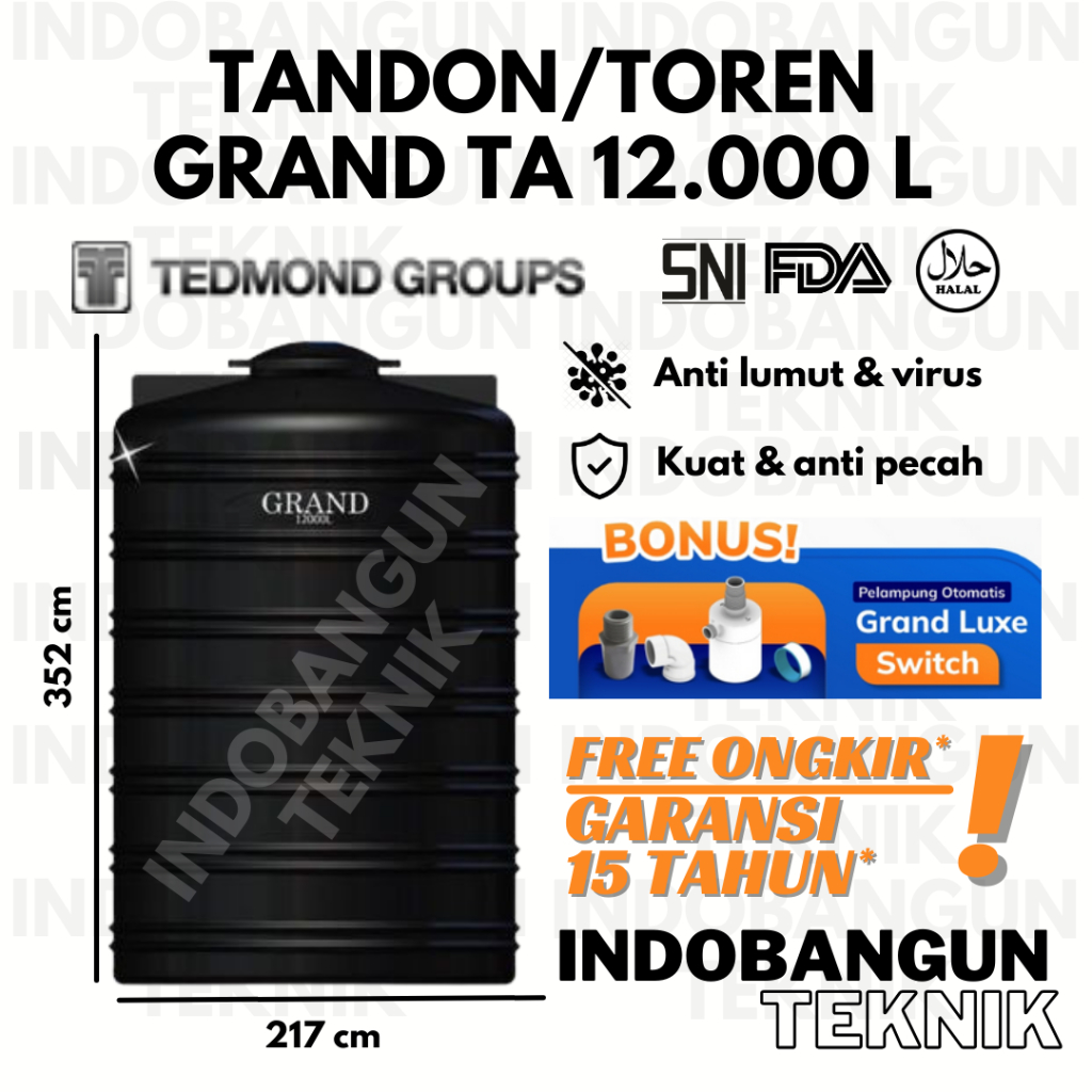 Jual Tandon Toren Tangki Air Tedmond Grand 12000 Liter Harga Murah Anti ...