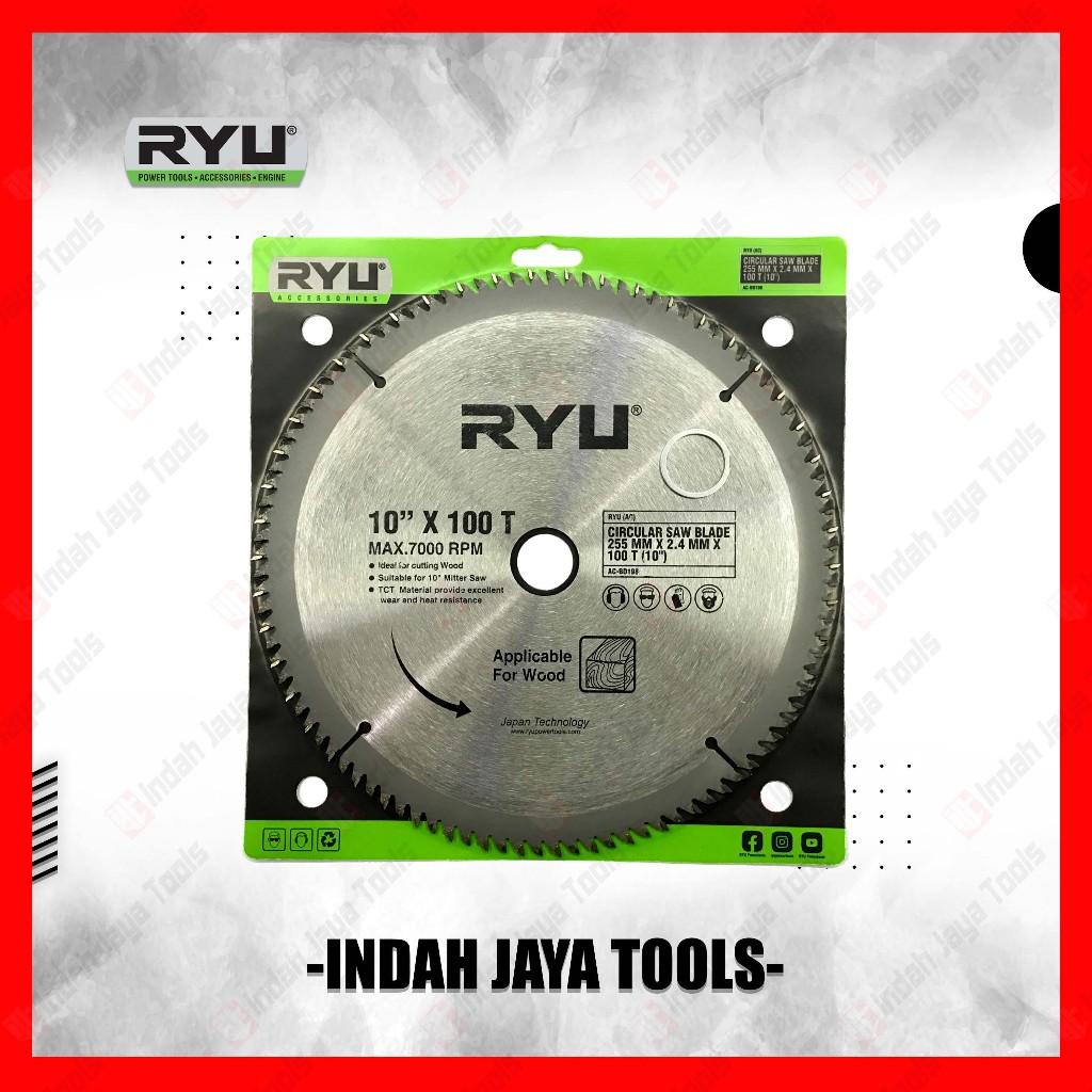 Jual RYU 10 X 100T ALUMUNIUM Saw Blade Mata Pisau Potong Gergaji Kayu ...