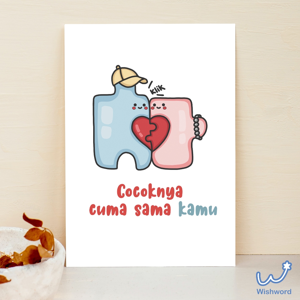 Jual Kartu Ucapan pasangan lucu unik puzzle wishword, greeting card ...