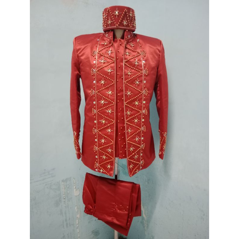 Jual BESKAP BASOFI PENGANTIN PRIA TERACOTA TERRACOTTA MERAH BATA ...