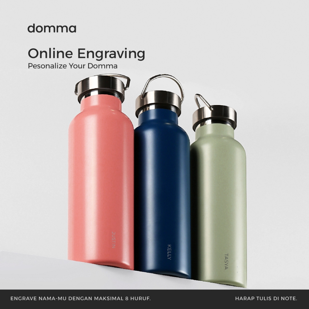 Jual [Domma] CUSTOM ENGRAVE-700 ml Metal Handle Lid Insulated Reusable Tumbler Water Bottle ...