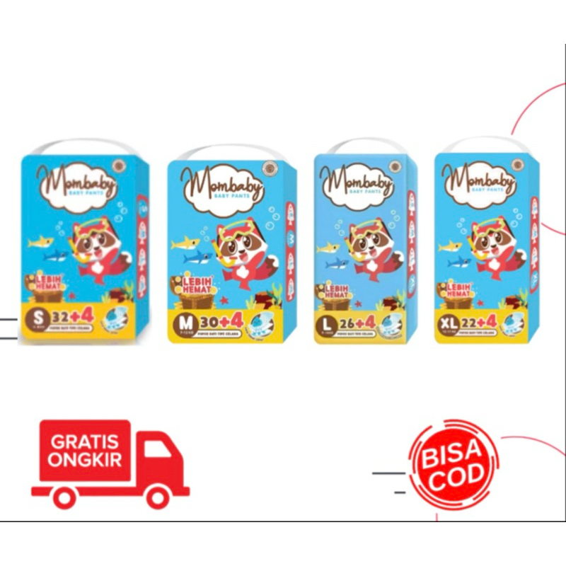 Jual MOMBABY PANTS S32+4 M30+4 L26+4 XL22+4 XXL20+4 Bayi Diapers | Shopee Indonesia