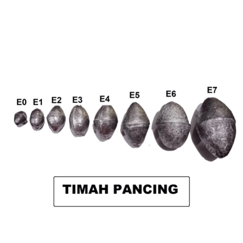 Jual Timah Pancing Lonjong Melinjo Pemberat Timbel Mancing Type E0 E7