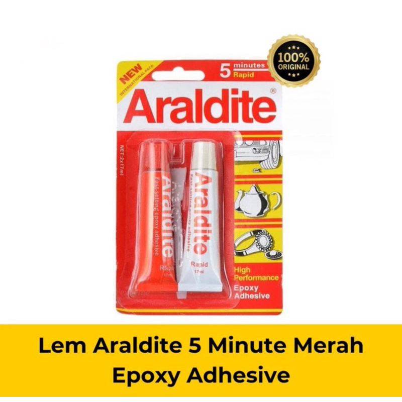 Jual Lem Epoxy Besi rapid cepat 5 menit/Araldite merah | Shopee Indonesia