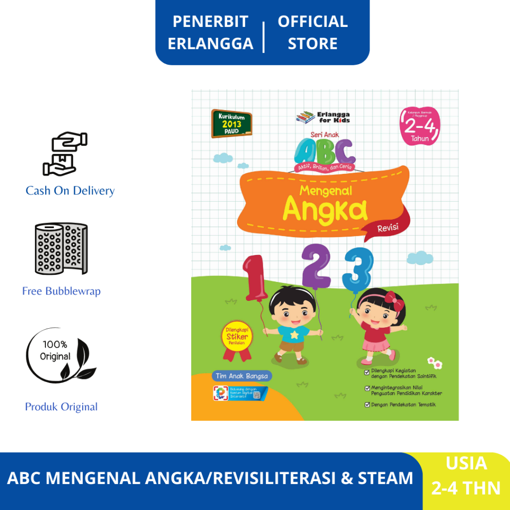 Jual [Erlangga Official] Buku Teks Tk: Abc Mengenal Angka Revisi ...