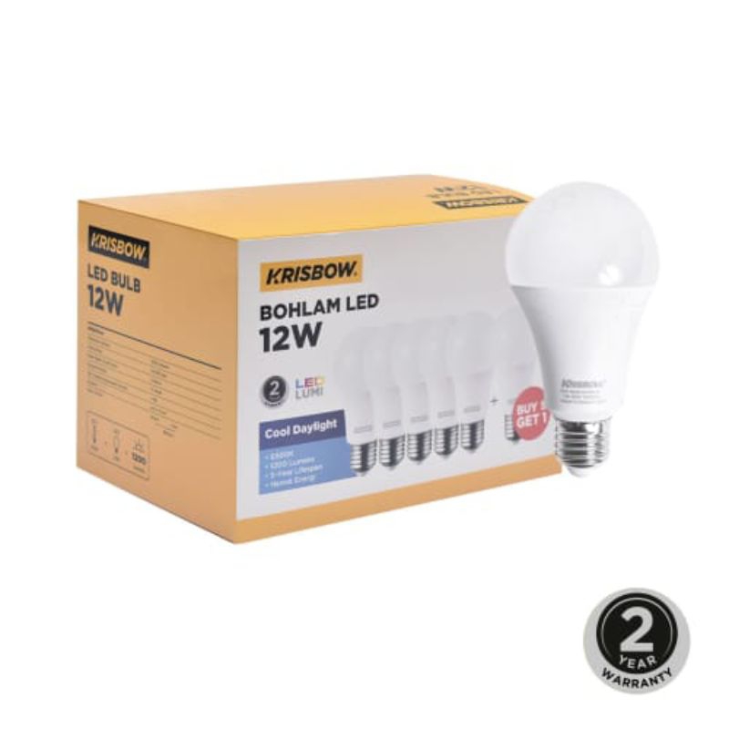Jual Krisbow Set 6 Pcs Lumi Bohlam Led 12 Watt Cool Daylight - Putih | Shopee Indonesia