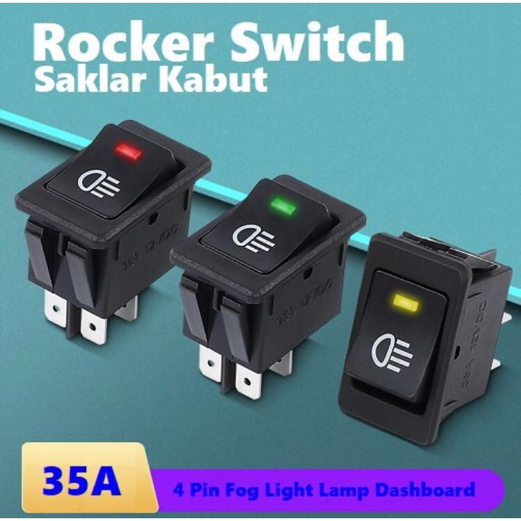 Jual Saklar Lampu Mobil 4 pin On Off Tombol Rocker 35A Power Switch Fog ...