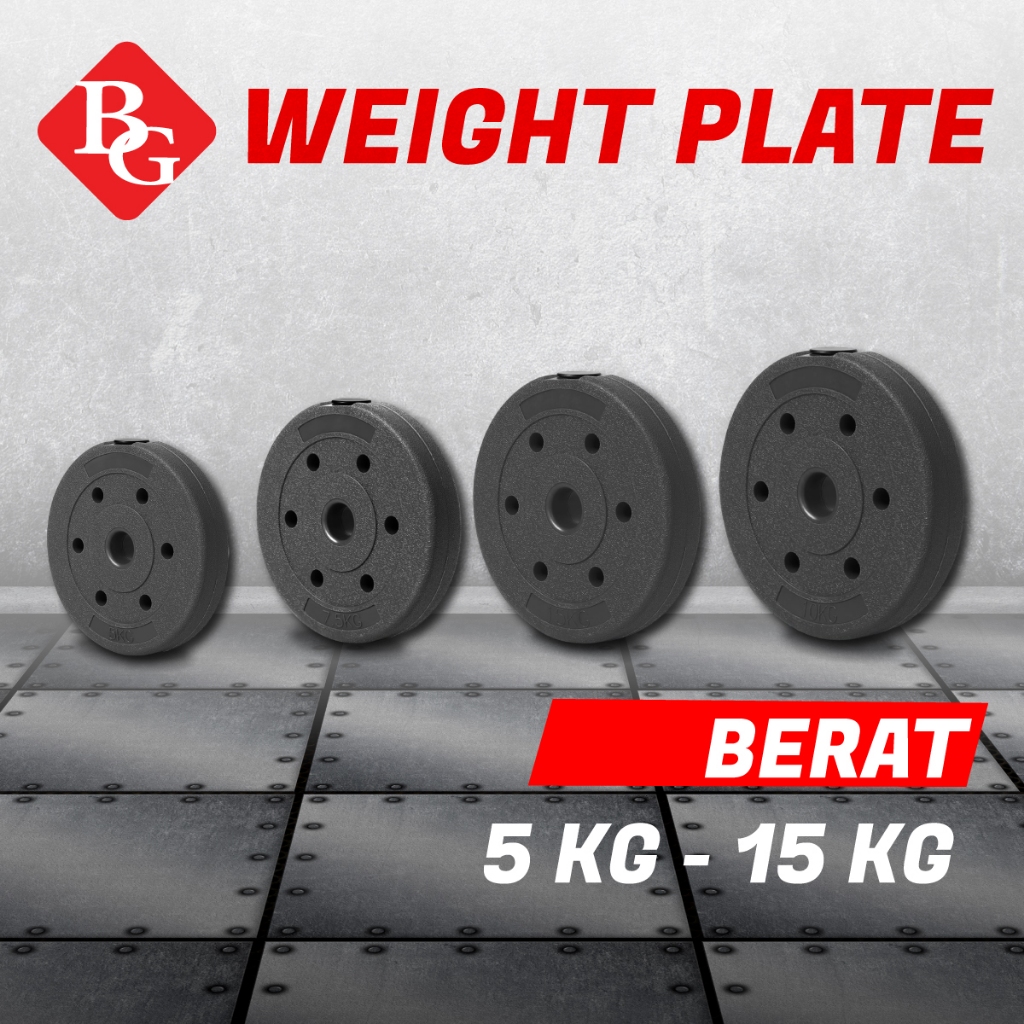 Jual BG SPORT PVC Weight Plate 5KG 7.5KG 10KG 15KG Plat Beban Barbell Dumbell Alat Latihan ...