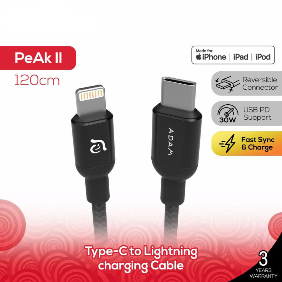 Jual ADAM ELEMENTS CABLE PEAK II C120B - USB C to Lightning Cable ...