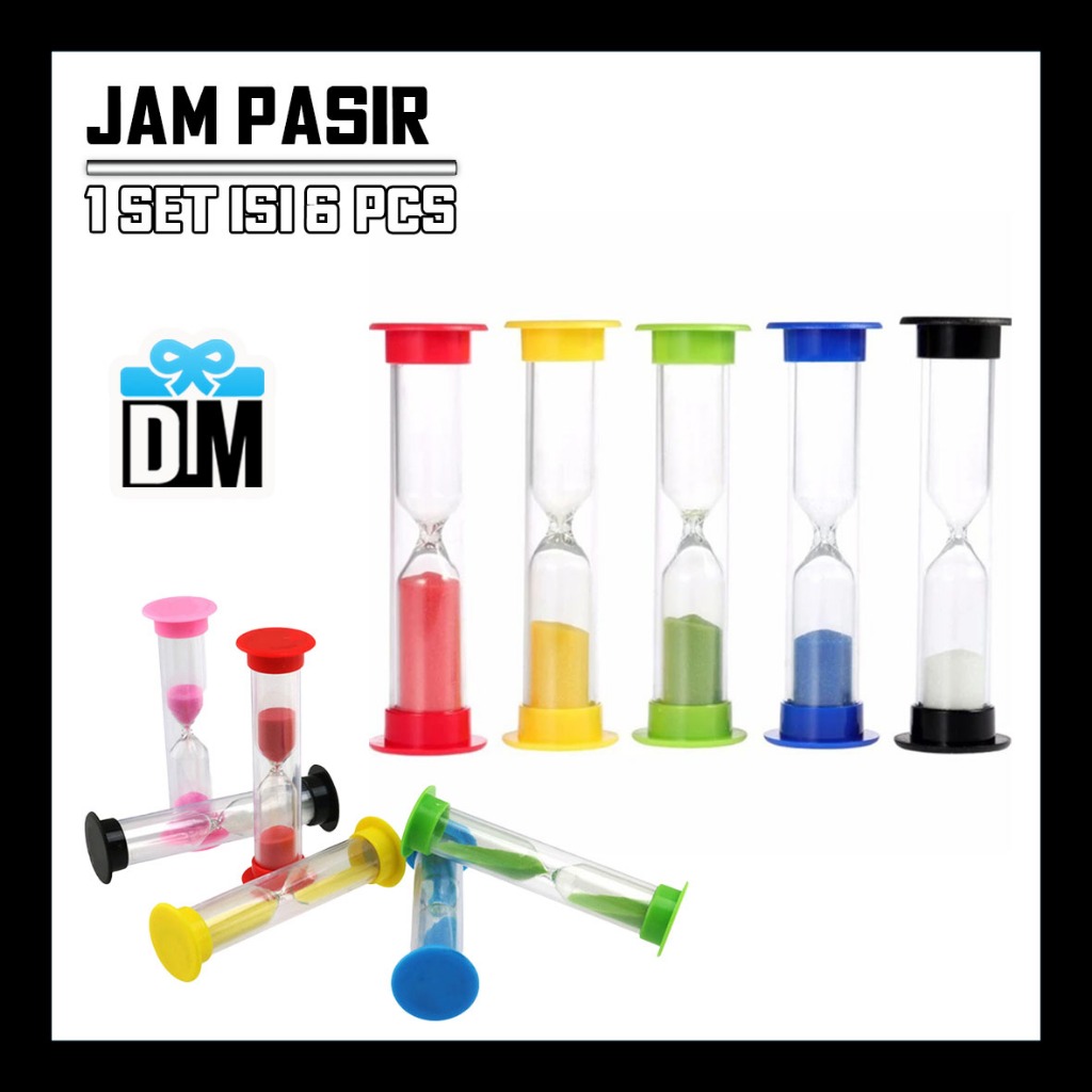 Jual Jam Pasir Stopwatch Pasir Hour Glass Gelas Waktu Timer 1 Set isi 6 ...