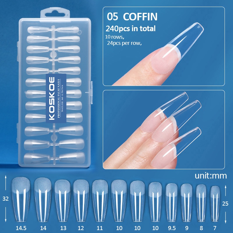 Jual KOSKOE Soft Gel Nail Tips 300pcs Poly Gel Nails Extension KUKU ...