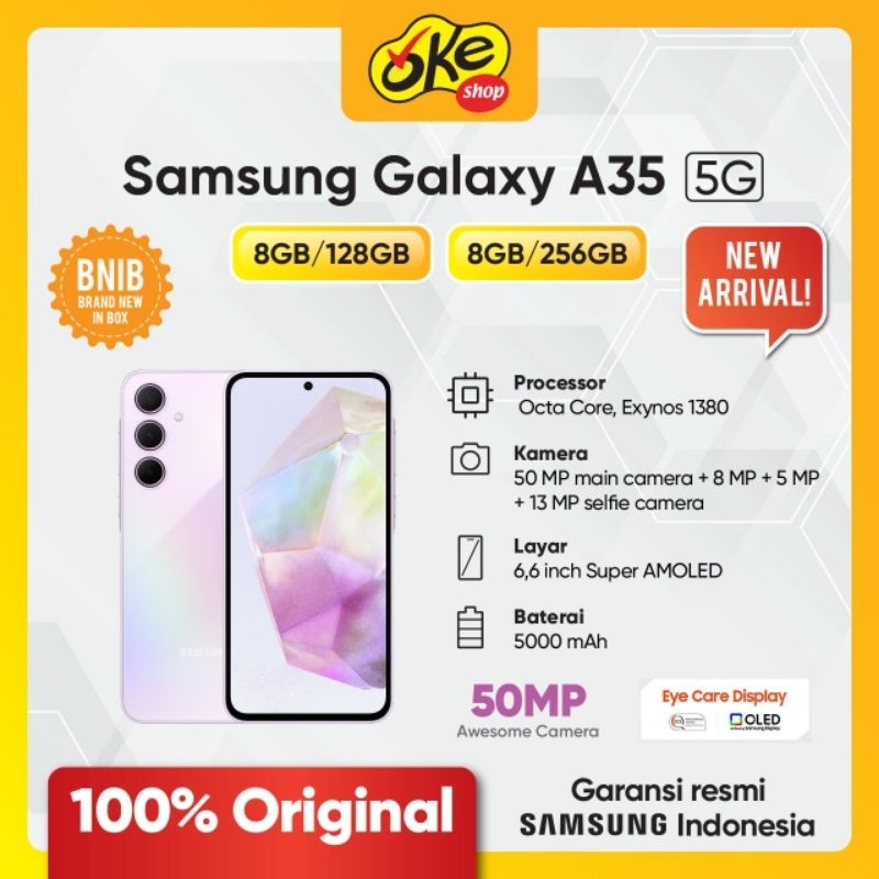 Jual Samsung Galaxy A35 5G 8/128GB 8/256GB - Garansi Resmi Sein | Shopee Indonesia
