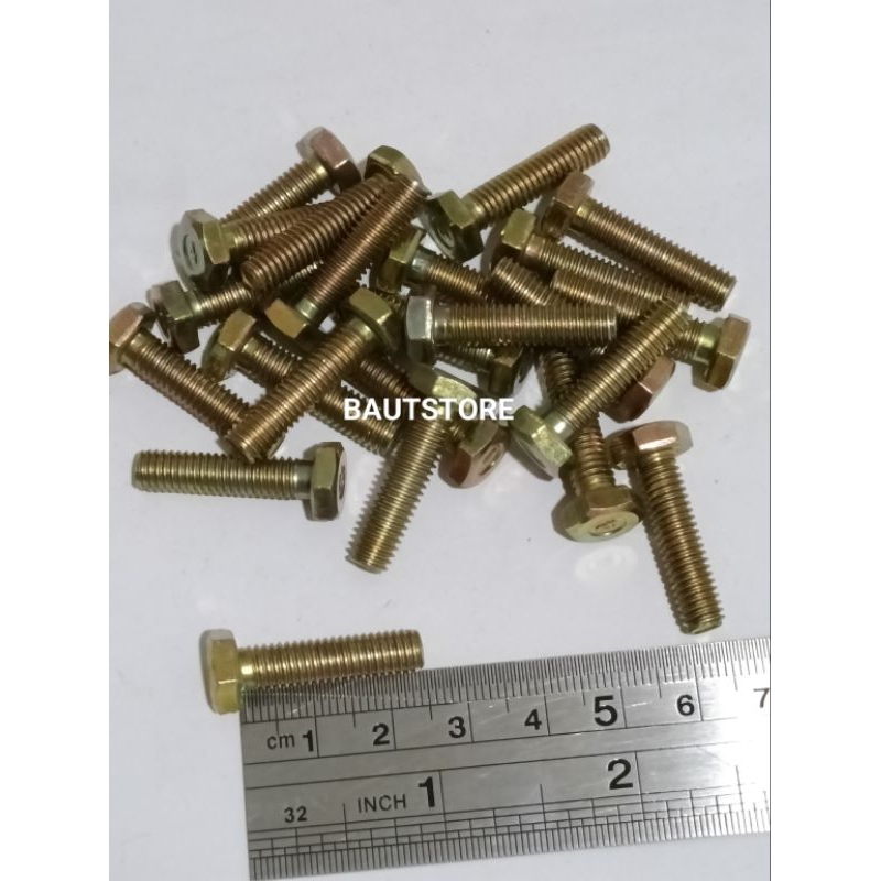 Jual Baut Mur Kuning/BMK - Baut 10/M6 x 2,5cm (Paket 50pcs) | Shopee Indonesia