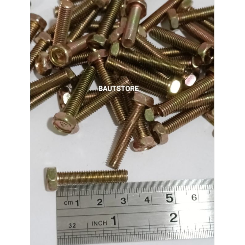 Jual Baut Mur Kuning/BMK - Baut 10/M6 x 3cm (Paket 50pcs) | Shopee Indonesia