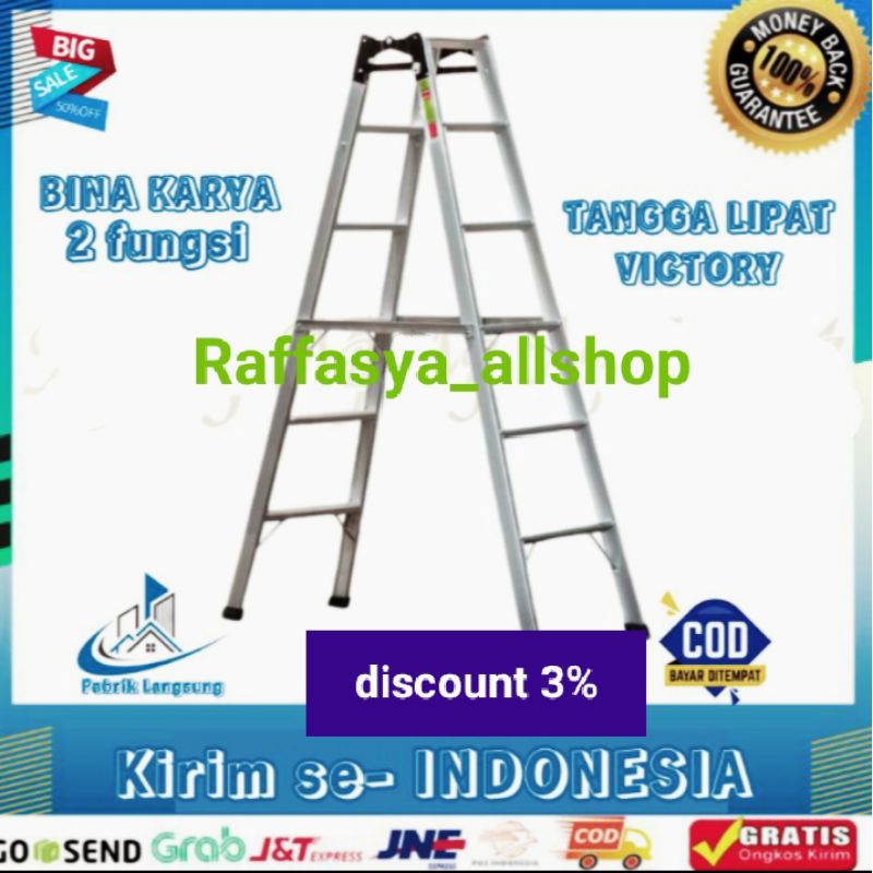 Jual tangga lipat alumunium victory bina karya/2m/2,5m/3m | Shopee ...