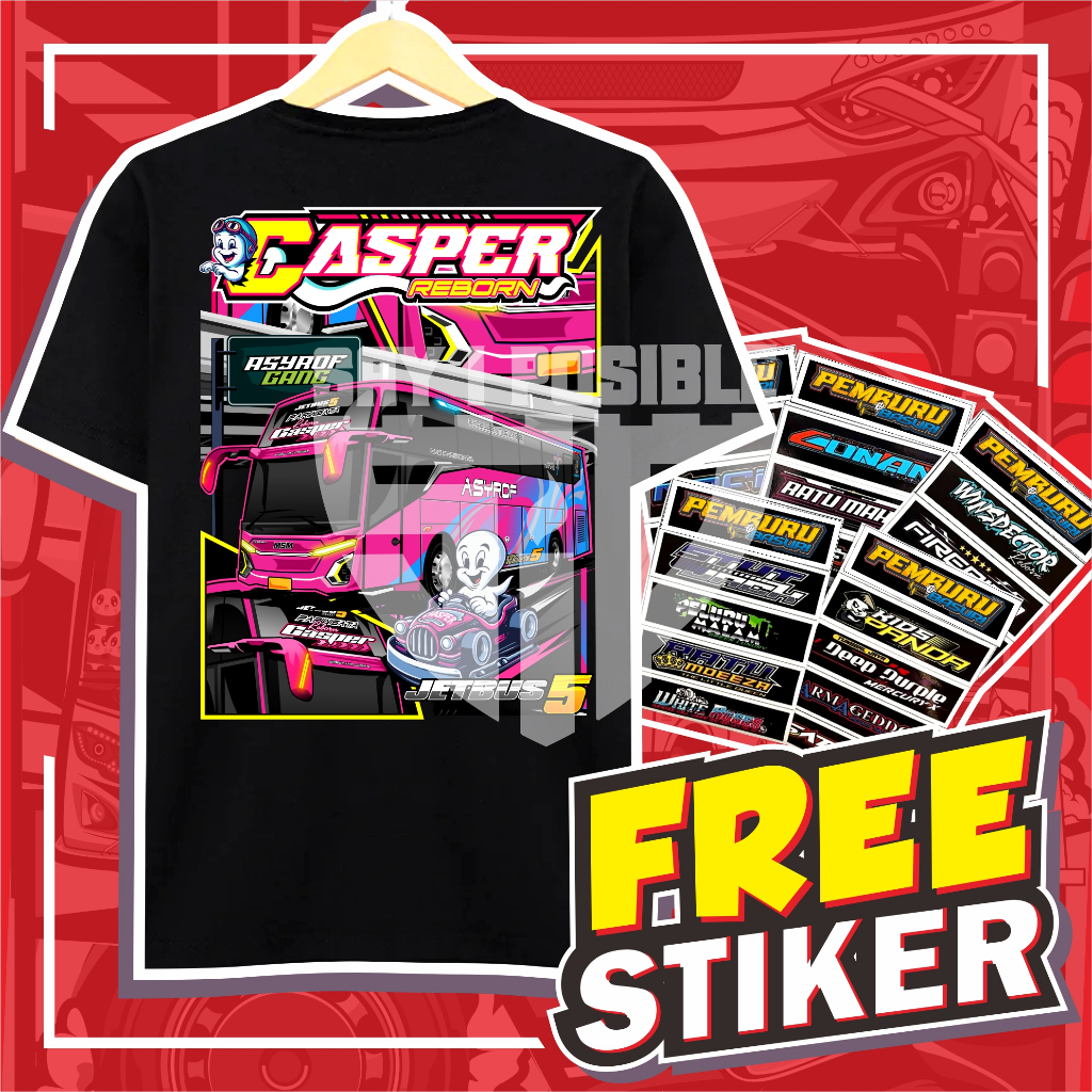 Jual ( FREE STIKER ) KAOS BUS CASPER REBORN JETBUS 5 MSM ASYROF ANAK ...