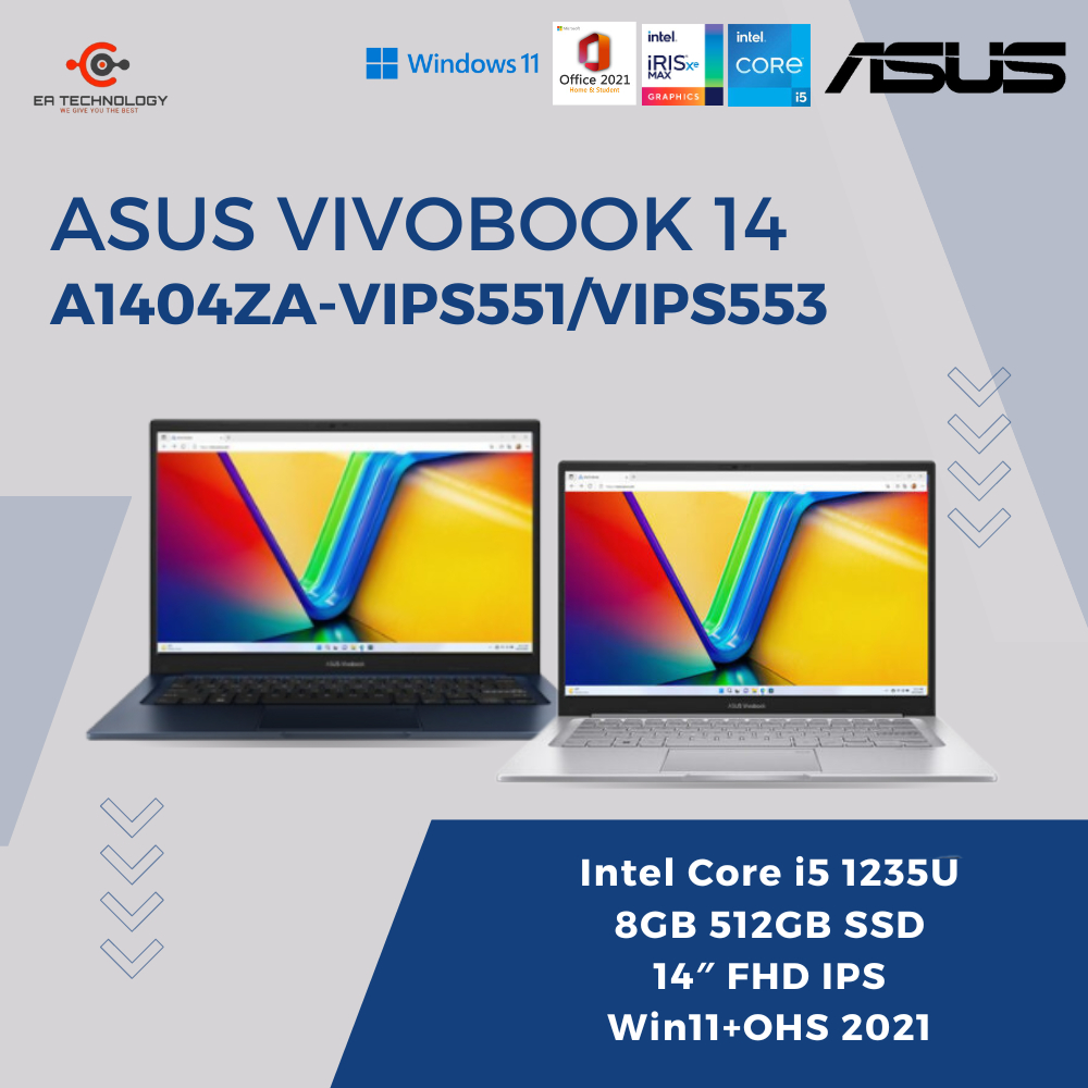 Jual ASUS A1404ZA-VIPS551/VIPS553 Core i5-1235U 8GB 512SSD 14" FHD W11 ...