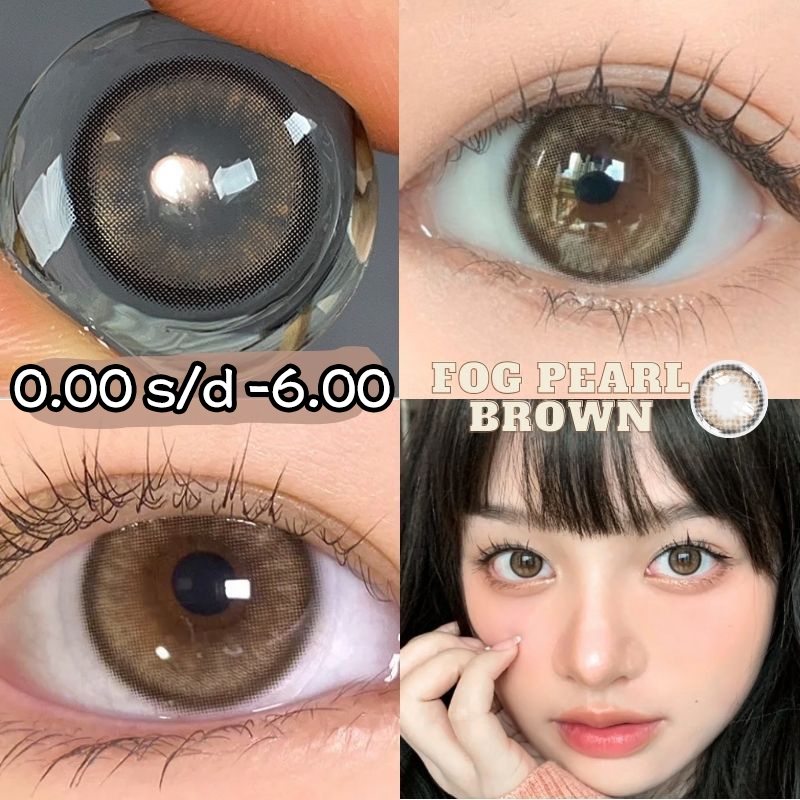 Jual [minus 0.00~--6.00]mysticeyes softlens fog pearl series brown ...
