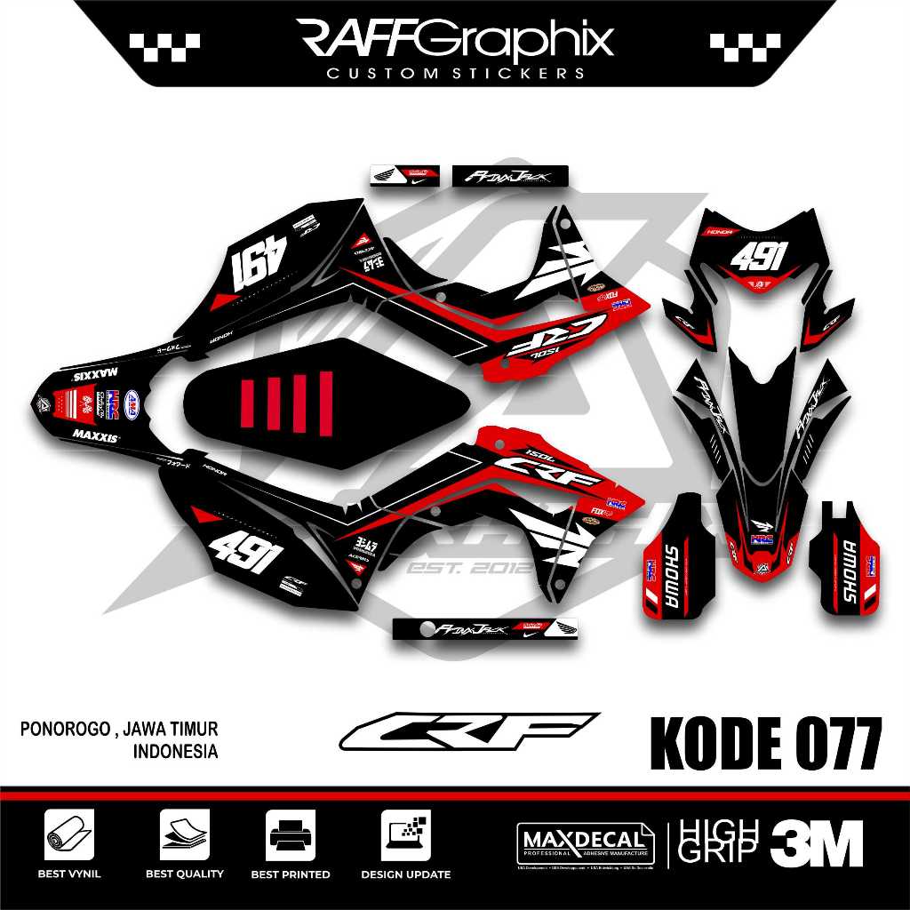 Jual STIKER DECAL CRF 150 L FULL BODY KODE 077 /DECAL CRF 150 SUPERMOTO ...