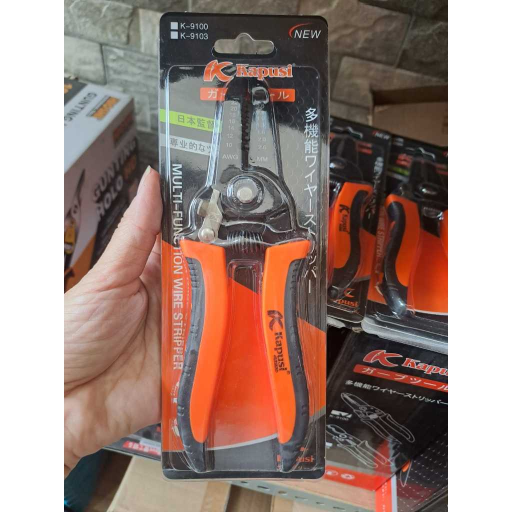 Jual KAPUSI Tang kupas kabel 7 inch 3in1 tang gunting potong wire stripper 7" Kapusi japan ...