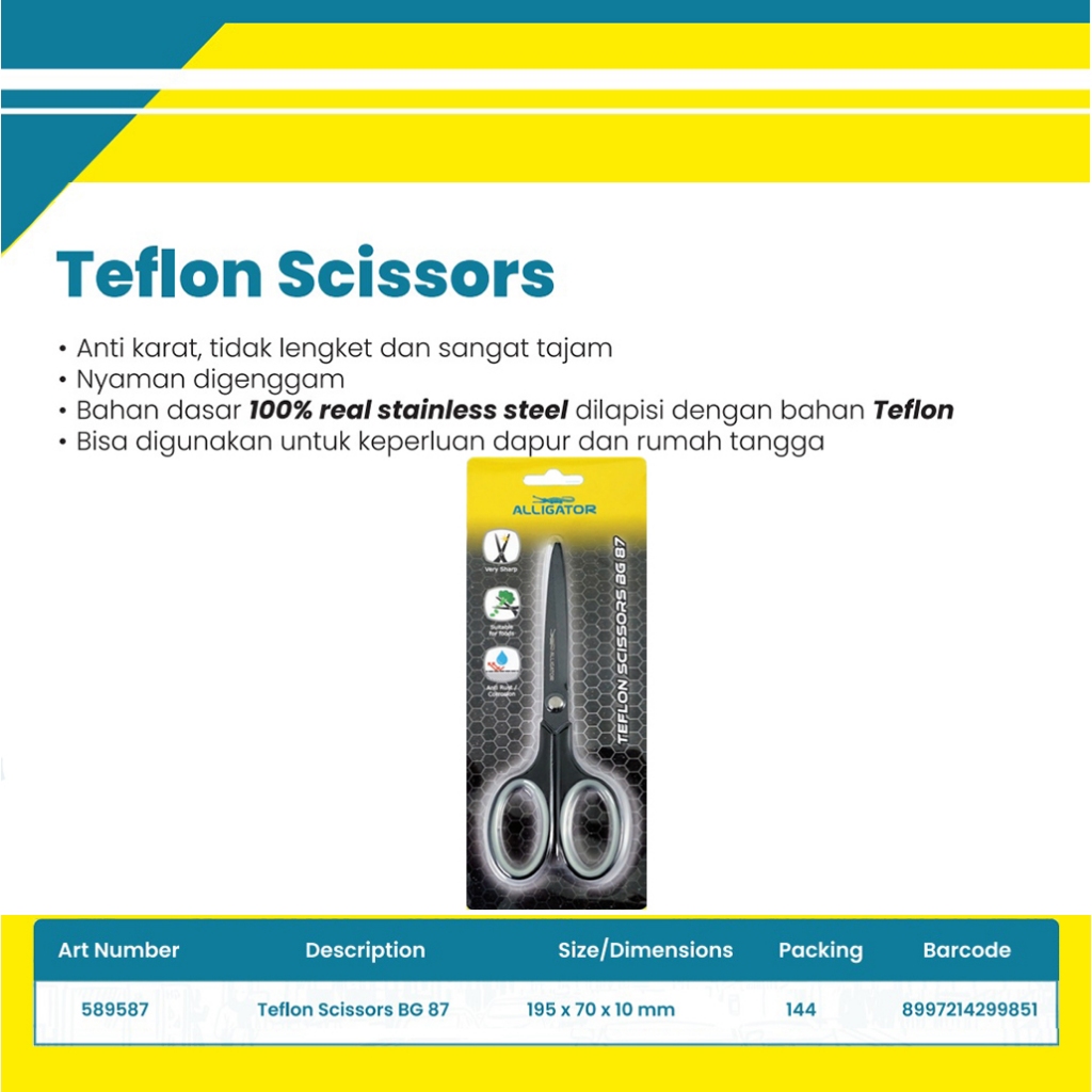 Jual Gunting Scissor Alligator Black Edition BG 87 / Teflon Scissor ...