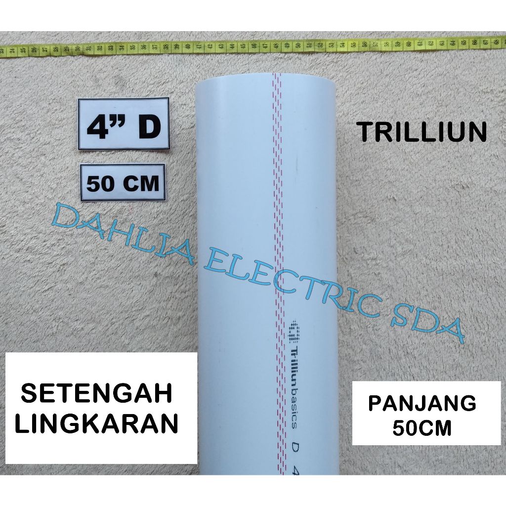 Jual PIPA PVC 4 INCH D PUTIH TRILLIUN (SETENGAH LINGKARAN PANJANG 50CM ...
