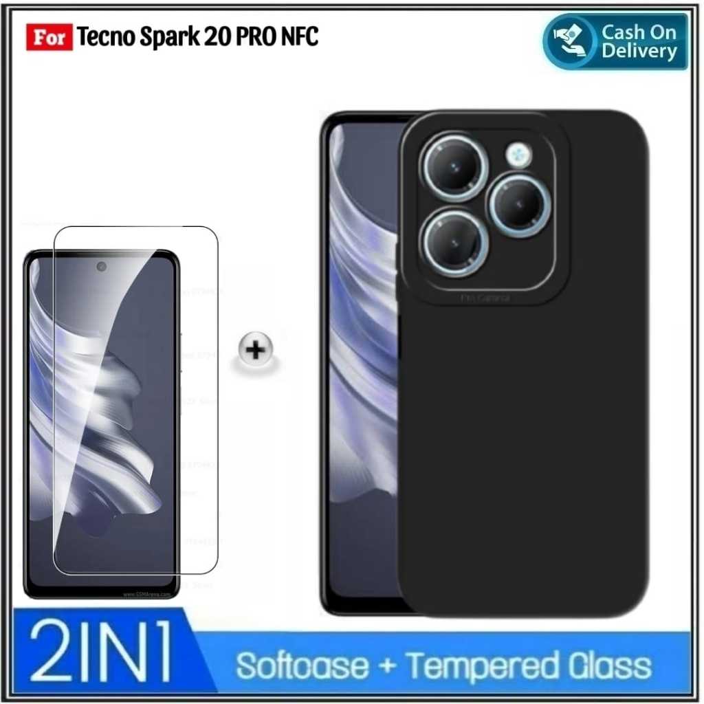 Jual Paket 2IN1 Case Tecno Spark 30C 20 Pro 20 20C Spark Go 2023 Slim Soft Casing Black Matte ...