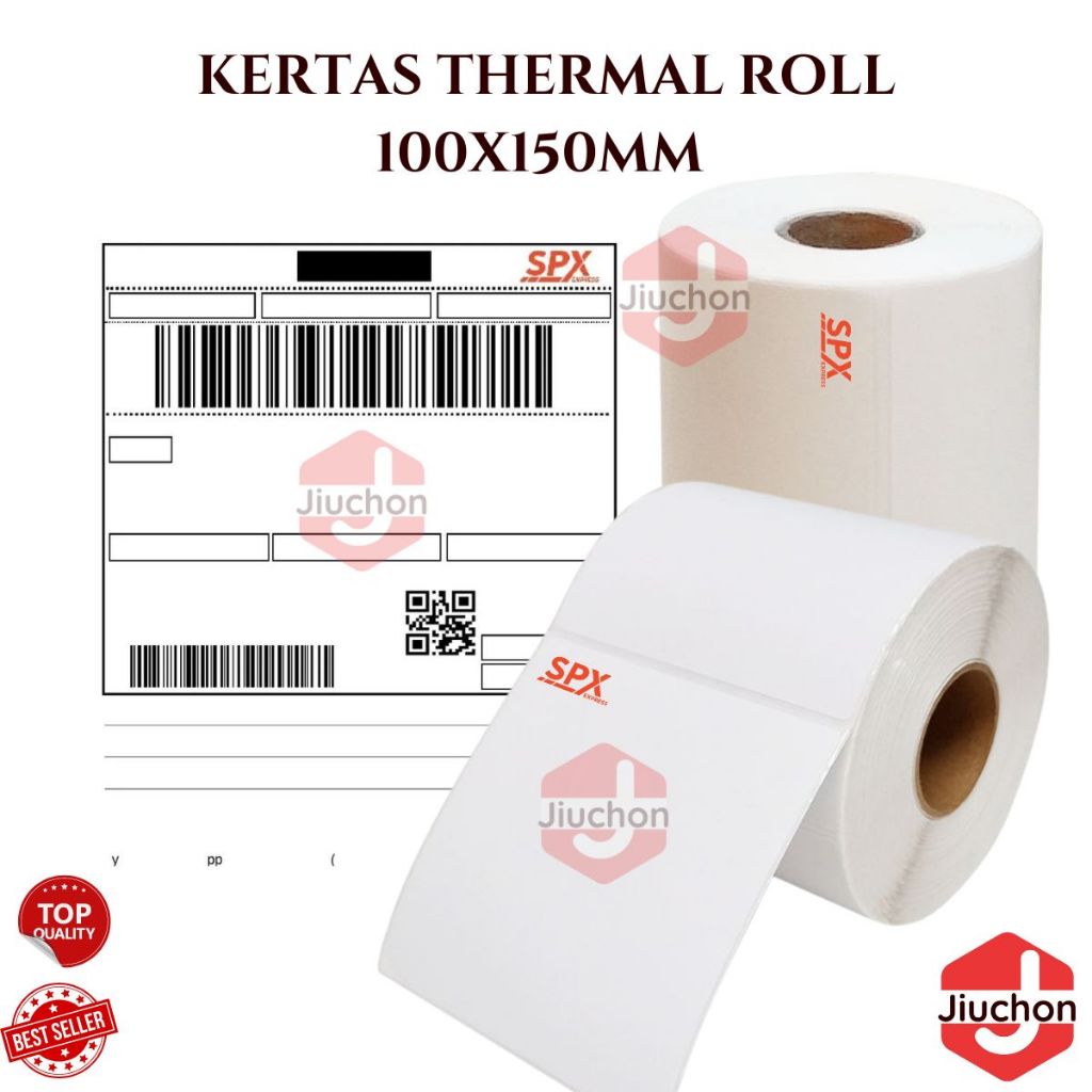 Jual JIUCHON KERTAS THERMAL ROLL100x150MM STICKER LABEL RESI KERTAS ...