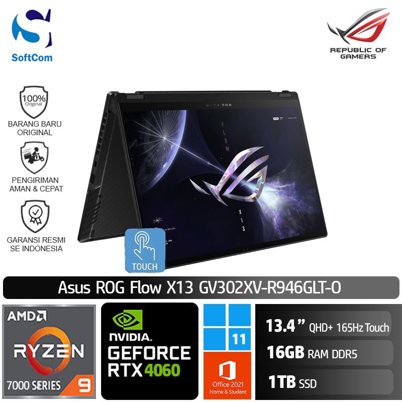 Jual Asus ROG Flow X13 GV302XV R946GLT R9 7940HS/16GB/1TB SSD/RTX4060 ...