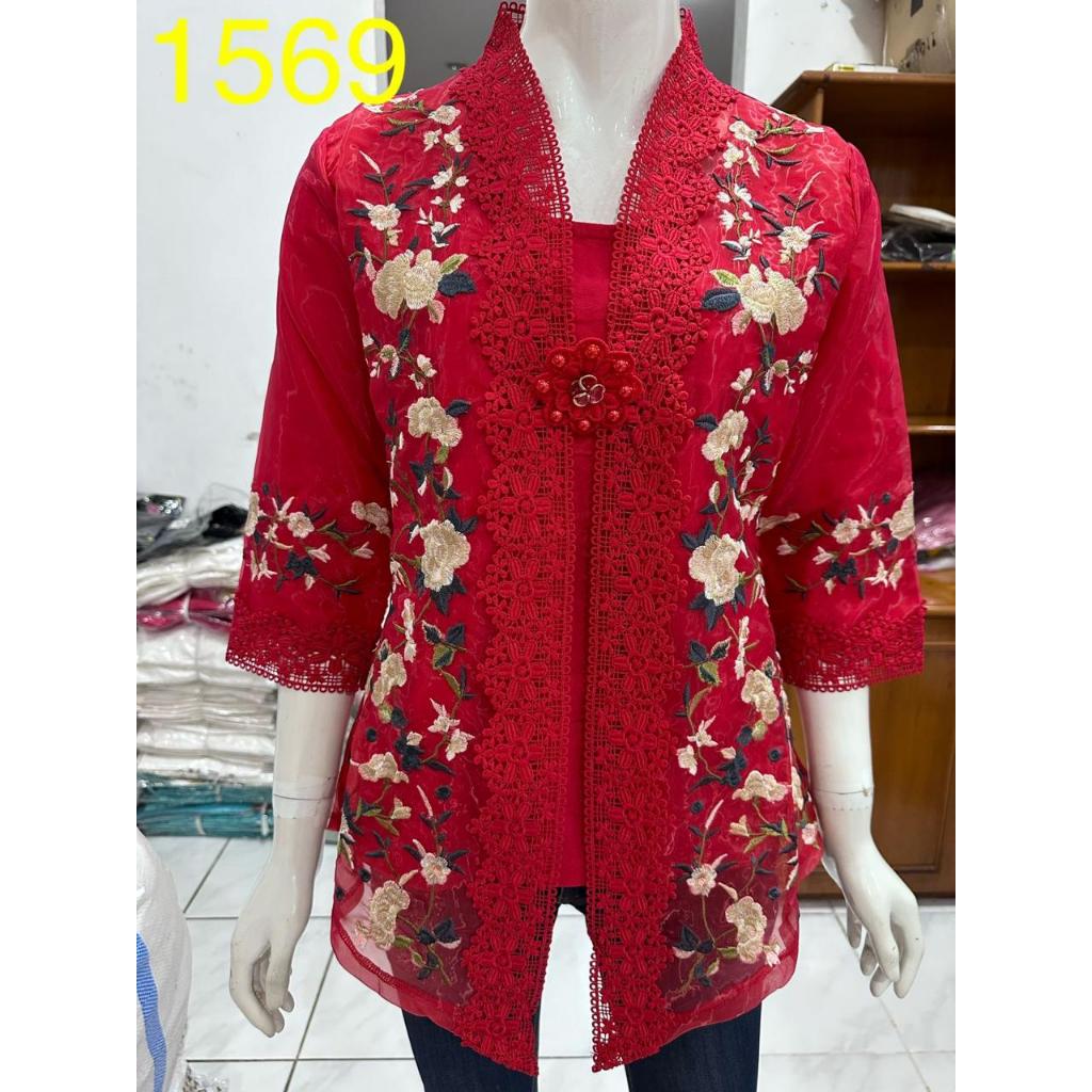 Jual 1508 kebaya rompi organdi alexuez premium brukat /kebaya encim ...
