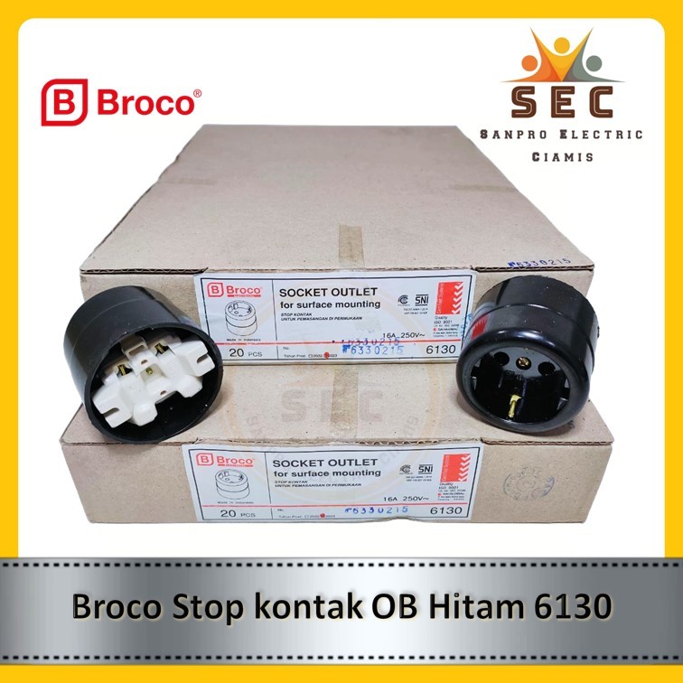 Jual STOP KONTAK BROCO OB HITAM ARDE BULAT TEMPEL 6130 ASLI ORIGINAL ...