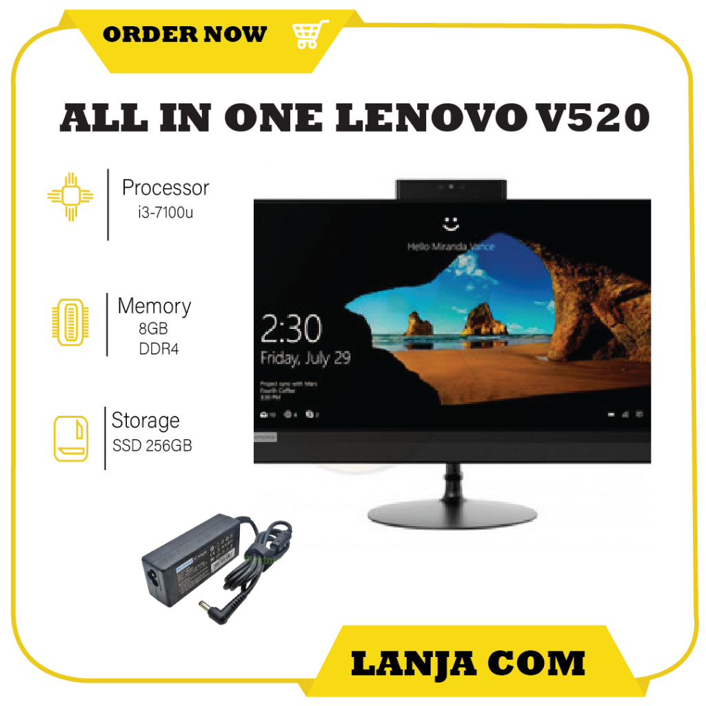 Jual PC ALL IN ONE LENOVO V520 CORE i3-7100u RAM 8GB SSD 256GB MANTAP | Shopee Indonesia