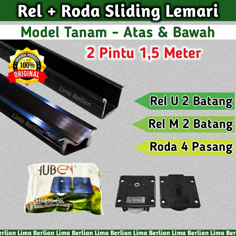 Jual Rel Sliding Lemari 2 Pintu 1,5 Meter Tanam SD 31 41 Plus Roda ...