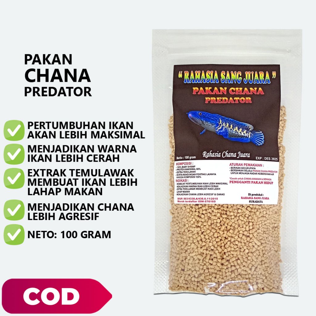 Jual PAKAN IKAN CHANA PREDATOR 100g | Shopee Indonesia