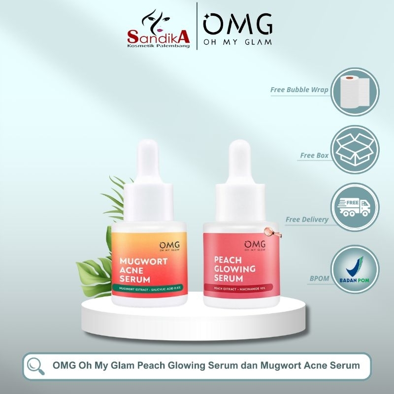 Jual OMG Oh My Glow Peach Glowing Serum & Mugwort Acne Serum 20ml | Shopee Indonesia