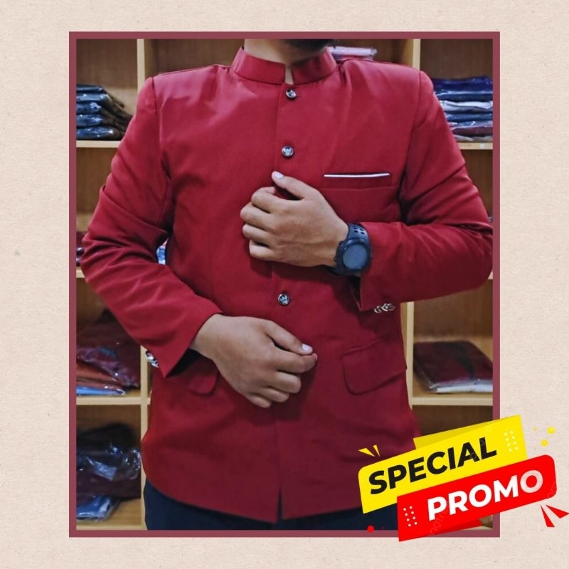 Jual Jas Koko Jasko Mandarin Original Pria Muslim Warna Merah Terbaru ...
