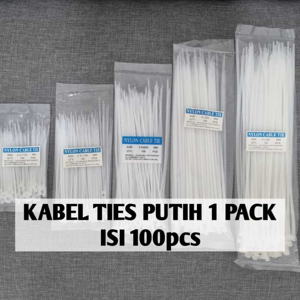 Jual Kabel Tis Ties Putih 10cm 15cm 20cm 25cm 30cm 1pack isi 100pcs | Shopee Indonesia