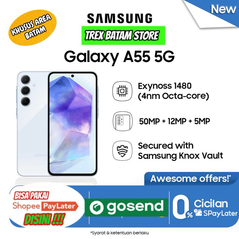 Jual SAMSUNG GALAXY A55 5G 8/256 12/256 GB NEW 2024 GARANSI RESMI ...