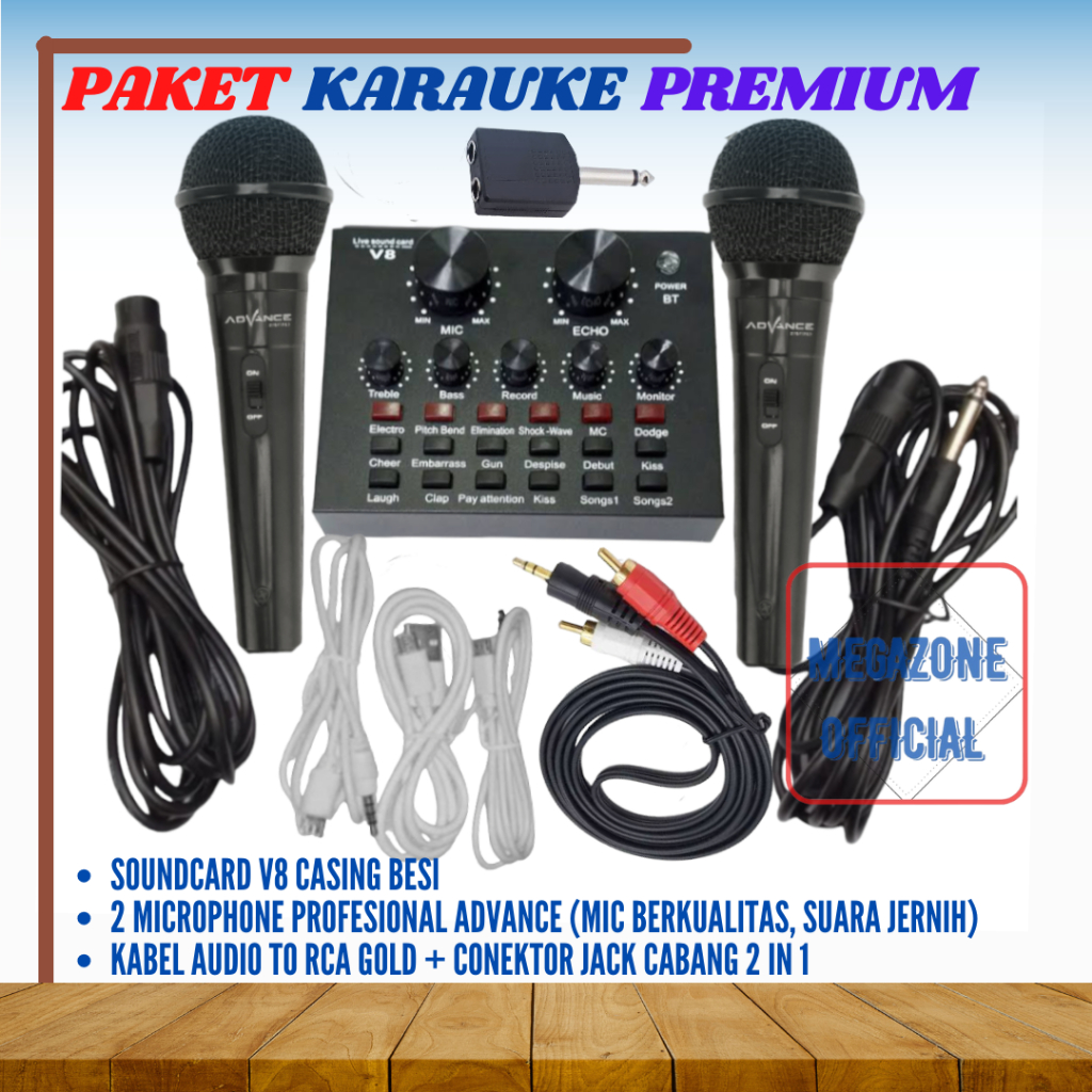 Jual Paket Premium Soundcard V8 Mixer Bluetooth Sound card mic ...