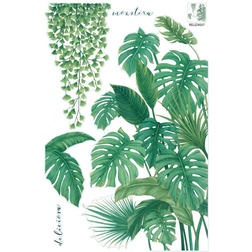 Jual Reliza Wall Sticker Daun Hijau Green Leaves Monstera Garden ...