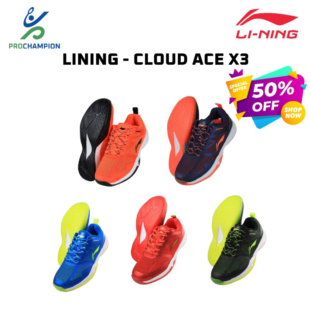 Jual NEW LINING Cloud Ace X3 Sepatu Badminton Original | Shopee Indonesia
