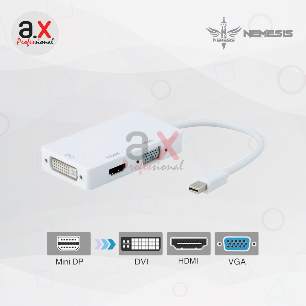 Jual Converter Mini Display Port to 3 In 1 - DP Male To HDMI DVI VGA ...