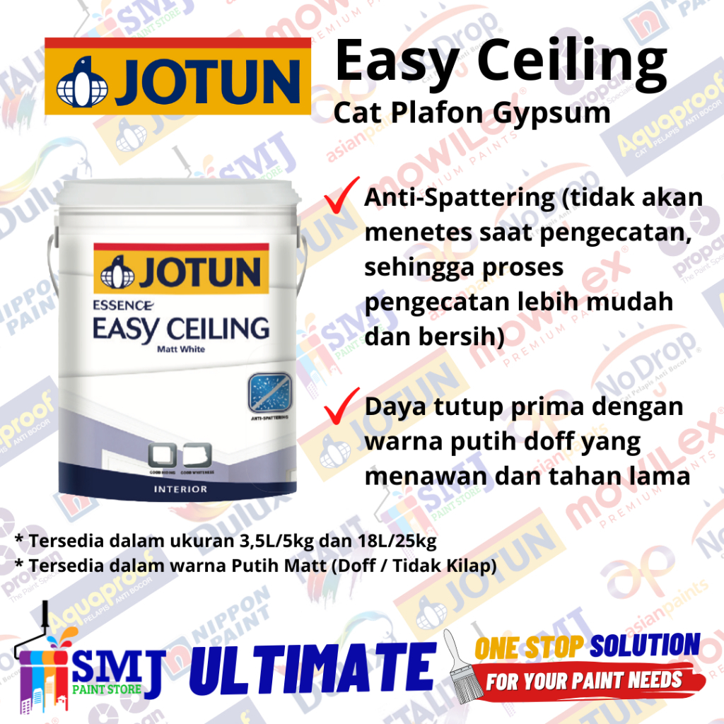 Jual Cat Plafon Gypsum JOTUN Essence EASY CEILING Matt White Putih 18L ...