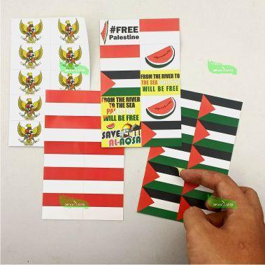 Jual Stiker palestina indonesia merah putih bendera pipi sticker ...