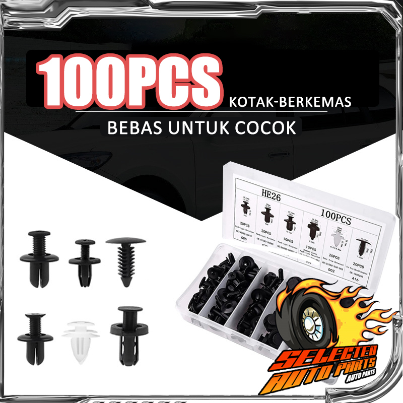 Jual 【100PCS】Universal Klip Bumper Baut Body Plastik Mobil Clip Kancing ...