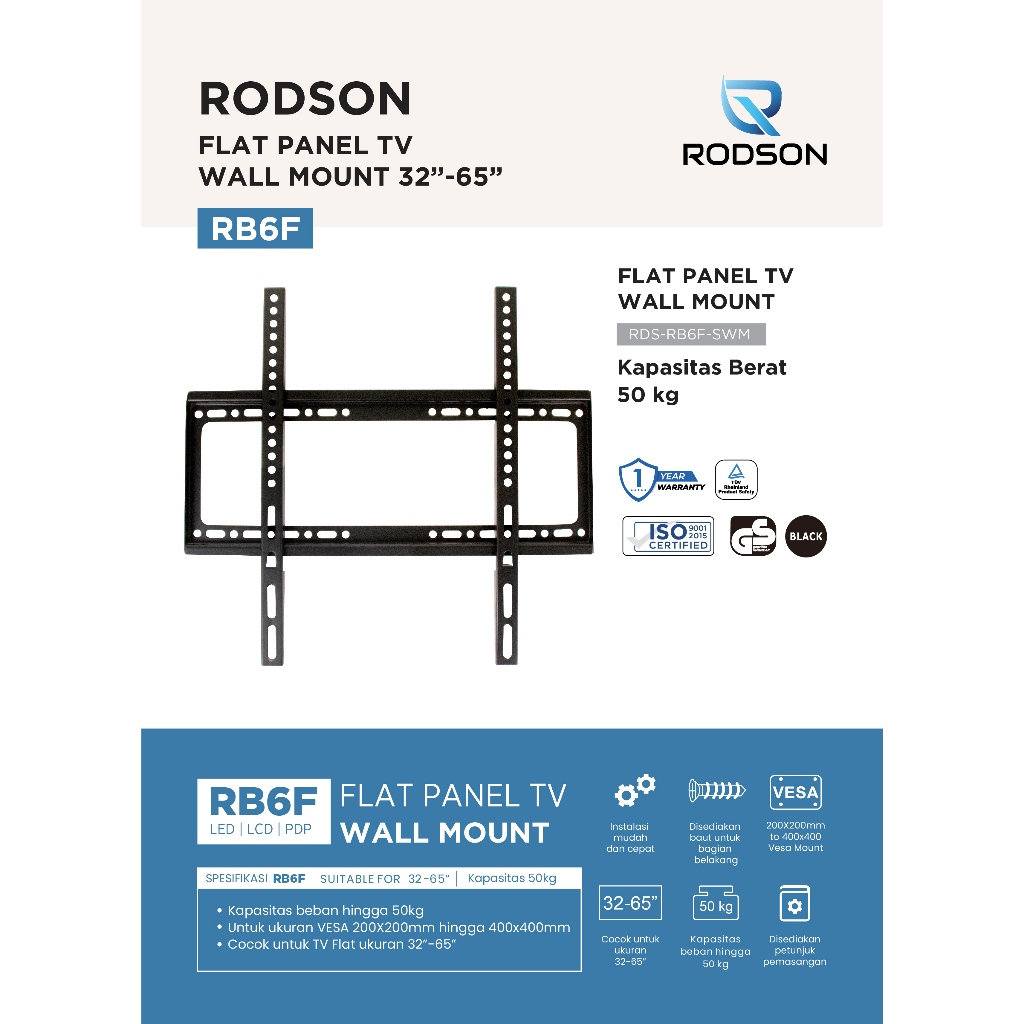 Jual Rodson RB6F bracket TV LED LCD 32 - 65 inch Flat Panel TV Wall ...
