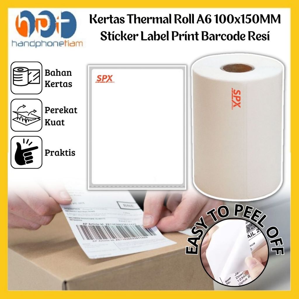 Jual Kertas Thermal Roll A6 100x150MM Sticker Label Print Barcode Resi / Perekat Kuat Tahan Air ...